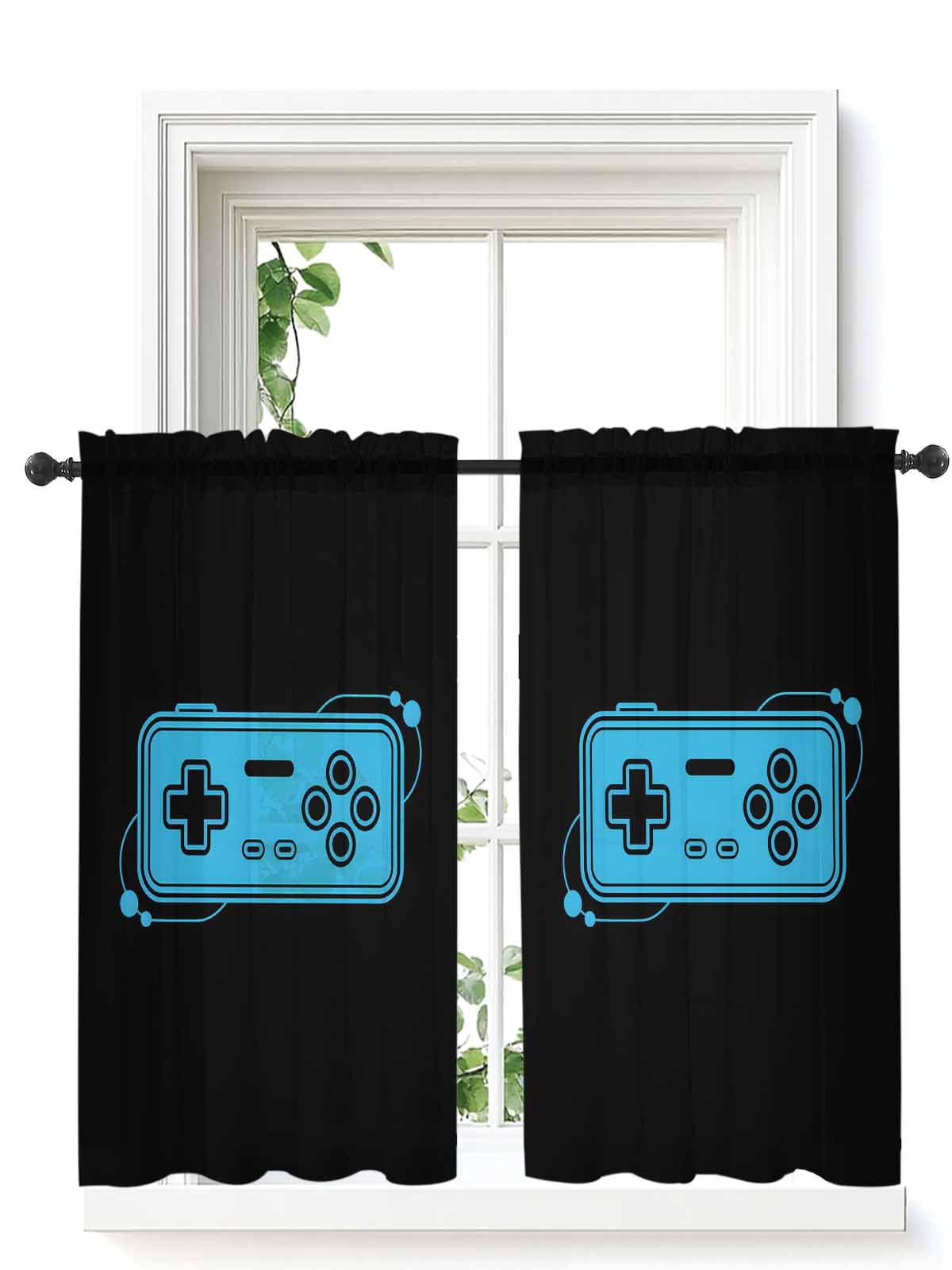 Blue Game Handle Curtains 54 Inch Length, Sheer Curtains for Bedroom ...