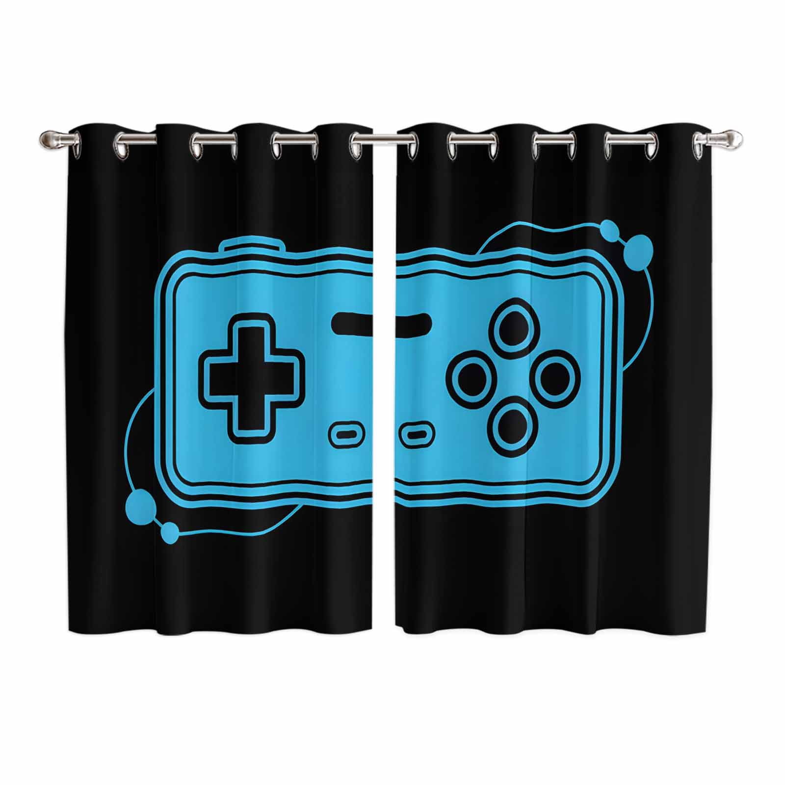 Blue Game Handle Kitchen Curtains 72 Inch Length, Video Gamer Console ...
