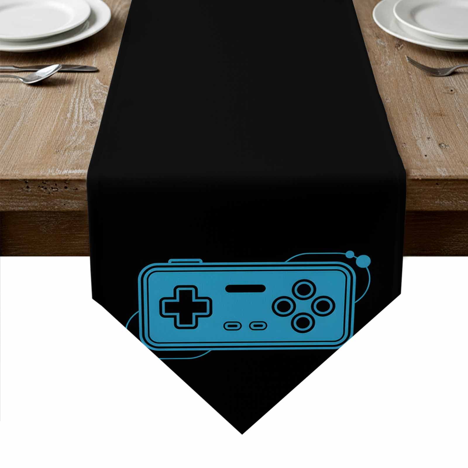 Blue Game Handle Table Runner Linen Burlap Table Runner 72 Inches Long ...