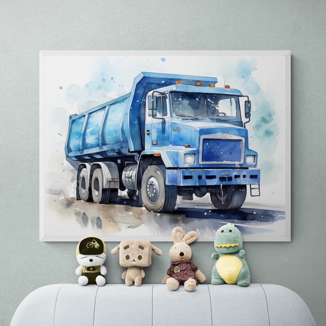 Blue Garbage Truck Print, Garbage Truck Poster, Utility Vehicle Wall ...