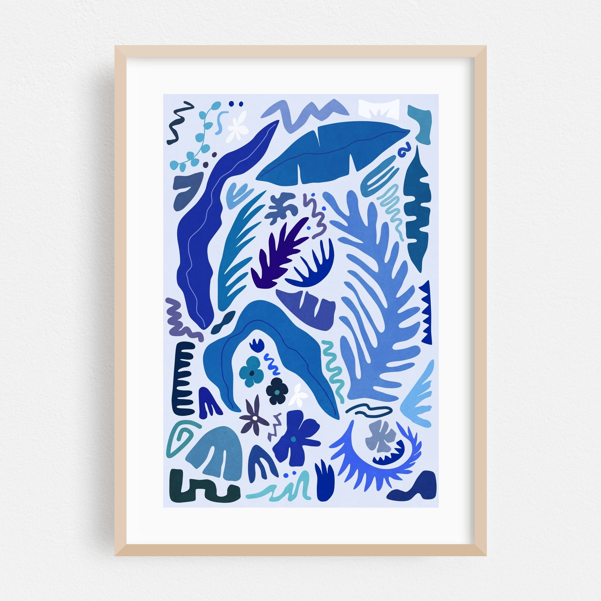 Blue Garden - Digital Art Abstract Modern Art Pattern Geometric Floral ...