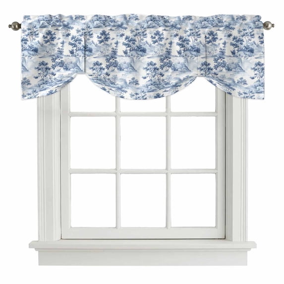 Blue Garden Forest Tie Up Valance Curtains for Windows, Kitchen ...