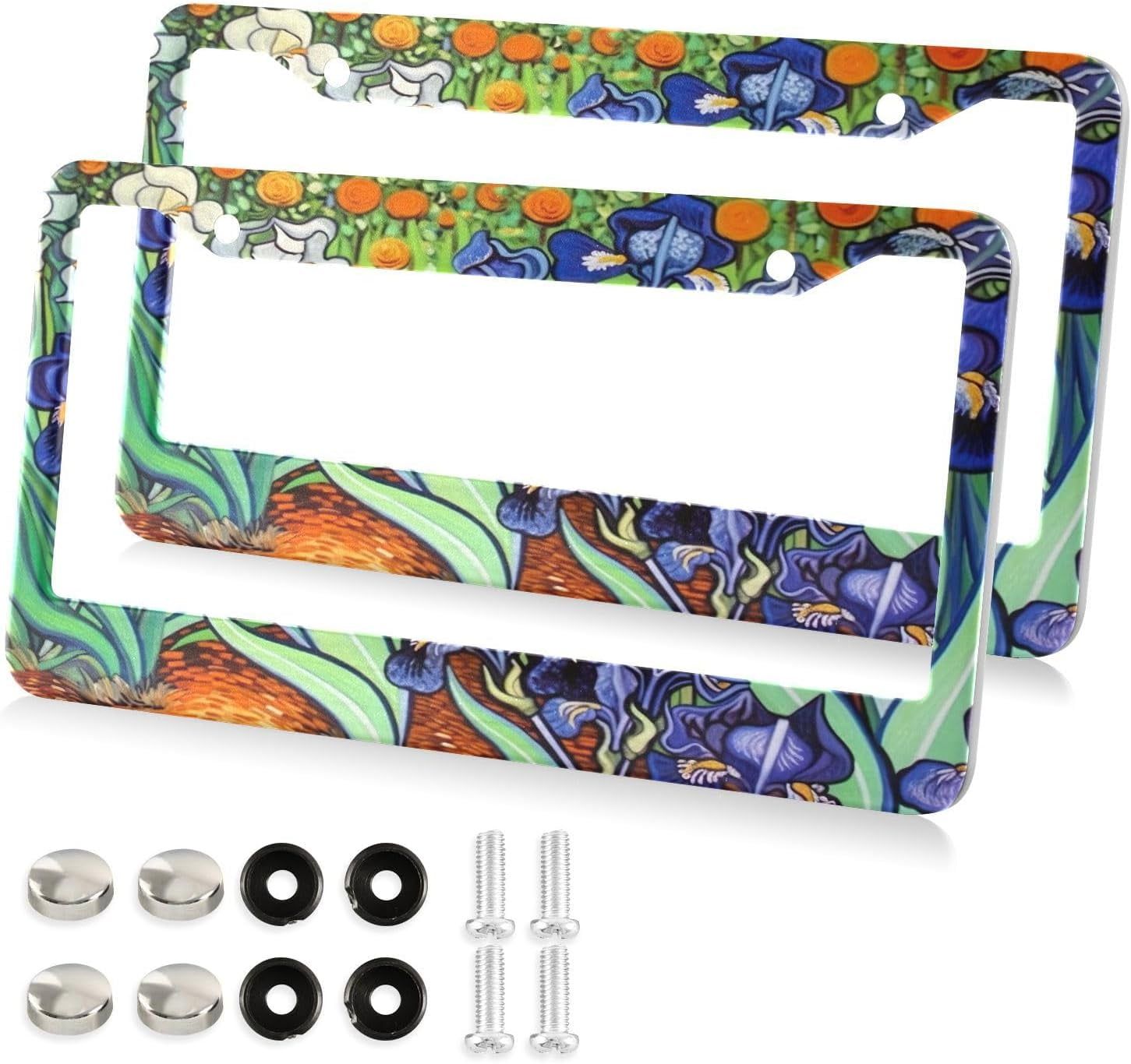 Blue Garden License Plate Frame, Aluminum Car Tag Frames, 2 Pack ...