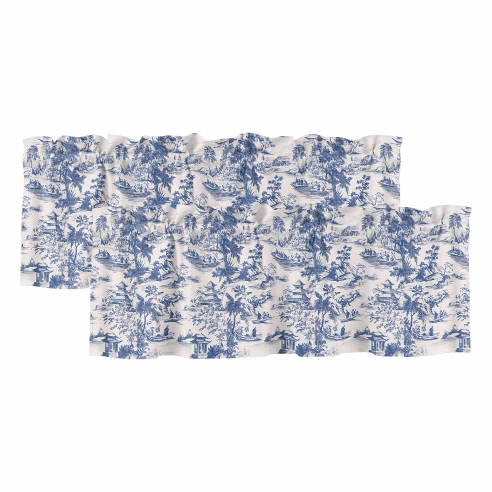 Blue Garden Retro Valances for Windows, Decorative Rod Pocket Window ...