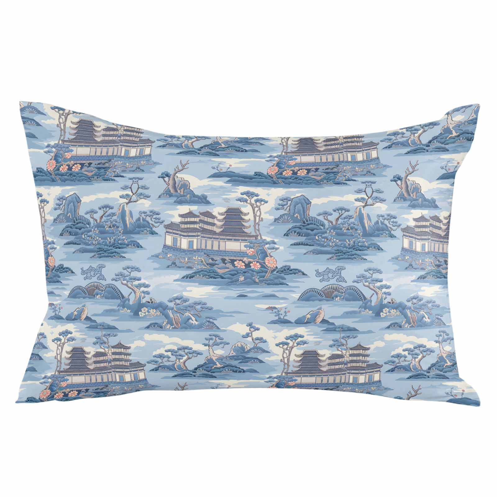 Blue Garden Throw Pillow Cover 20 x 26 Inch Decorative Pillow Cover ...