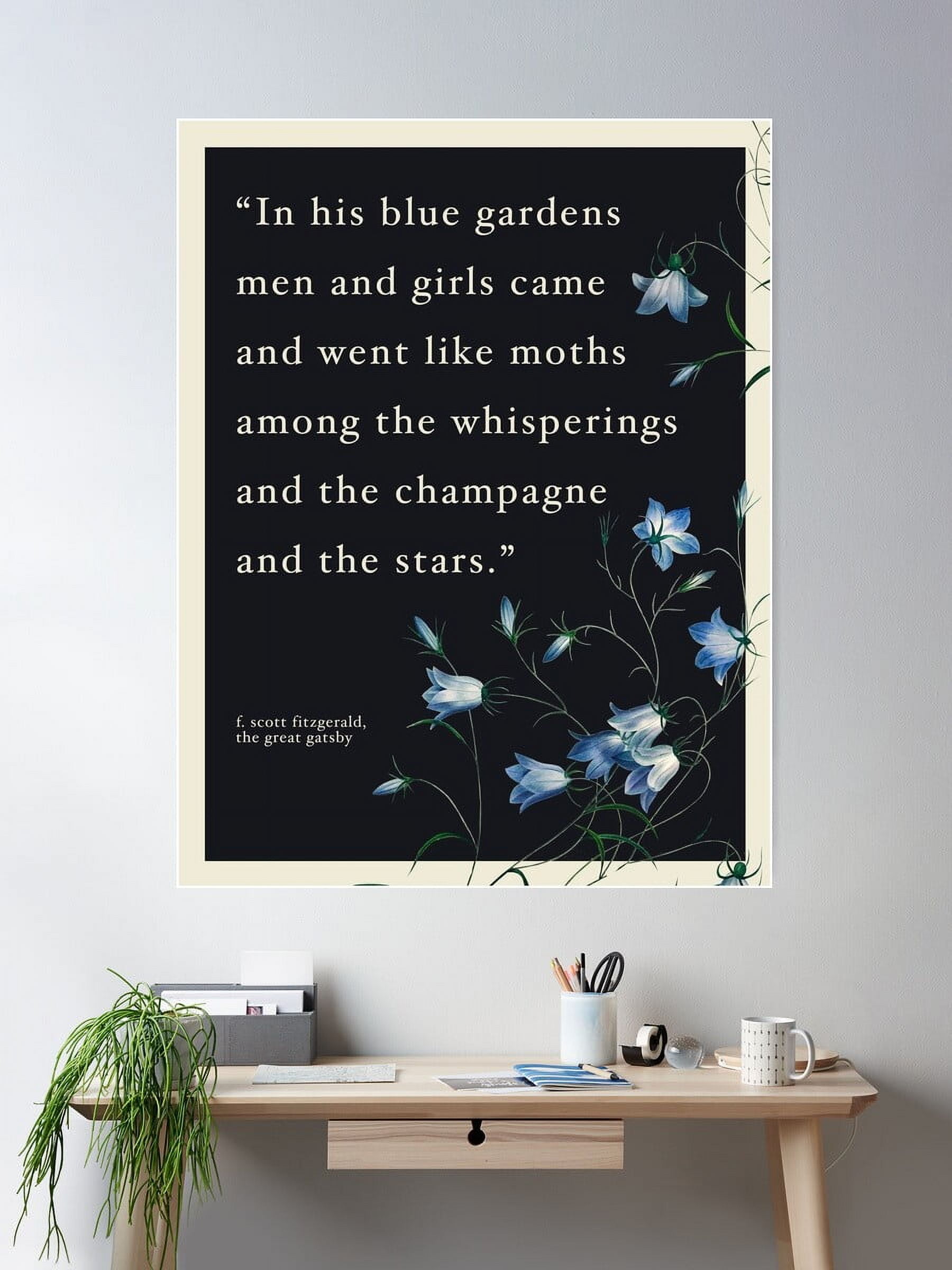 Blue Gardens The Great Gatsby Quote Poster Wall Art, Modern Wall Decor ...
