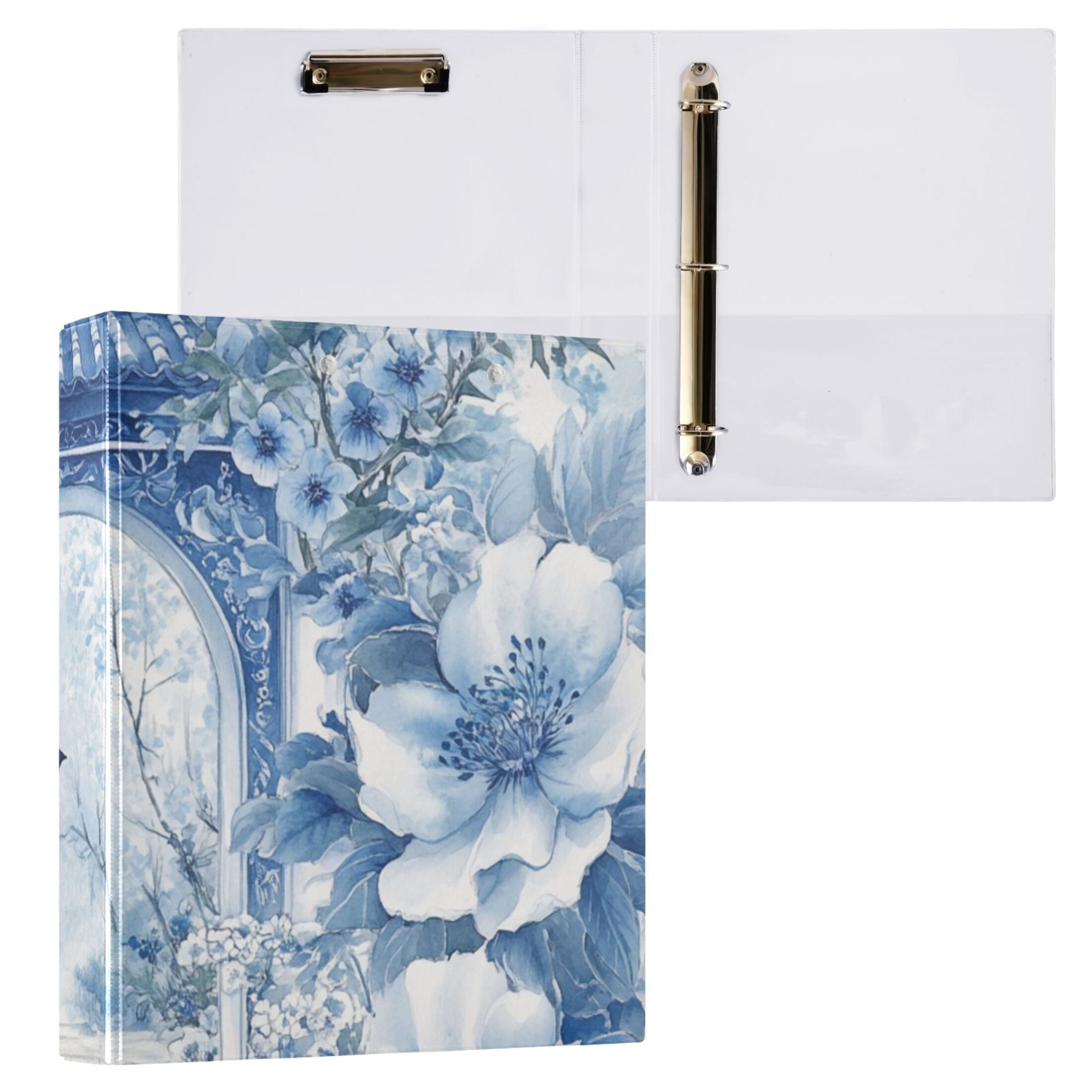 Blue Gates Flowers Floral 3 Ring Binders 1.5 inch Hardcover File ...
