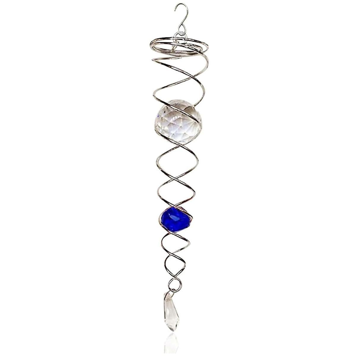 Blue Gazing Ball Spiral Tail Wind Spinner Stabilizer, Decorative Spiral ...