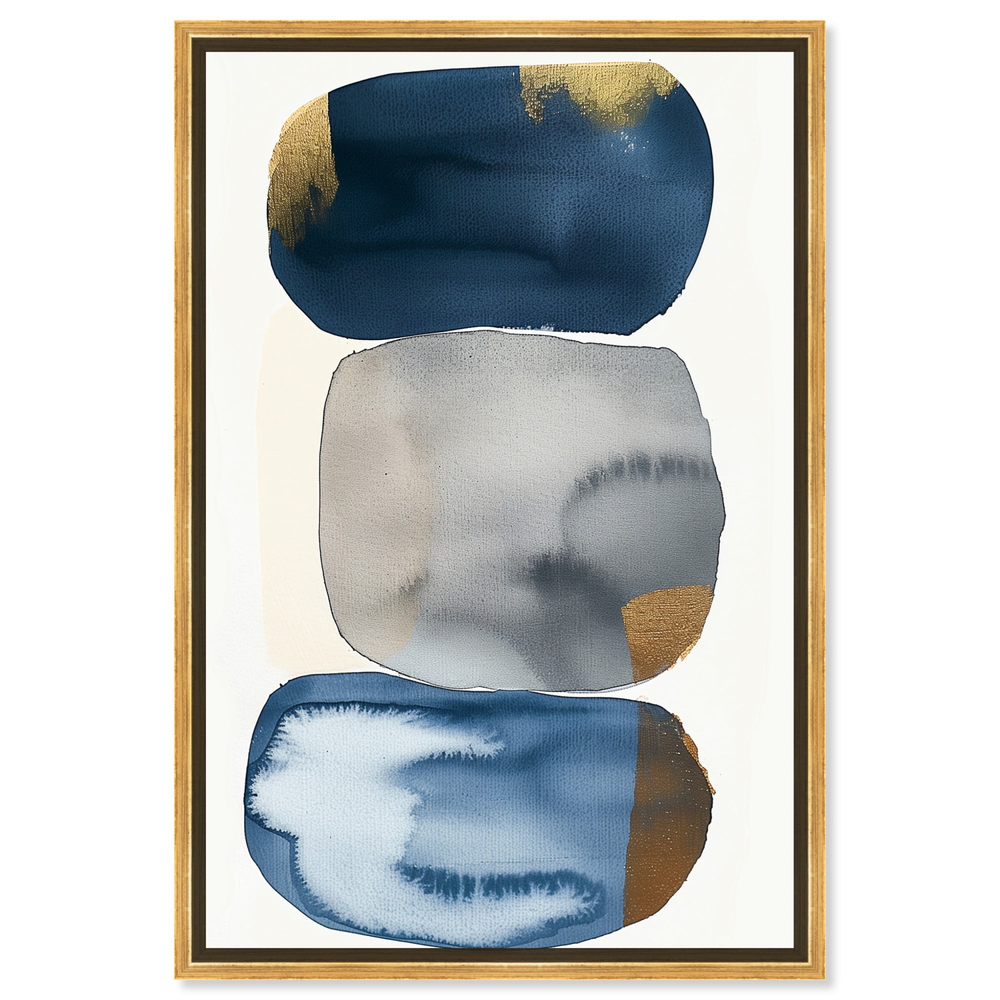 Blue Gems Canvas Midcentury Abstract Wall Art by Art Remedy, Gold Frame ...