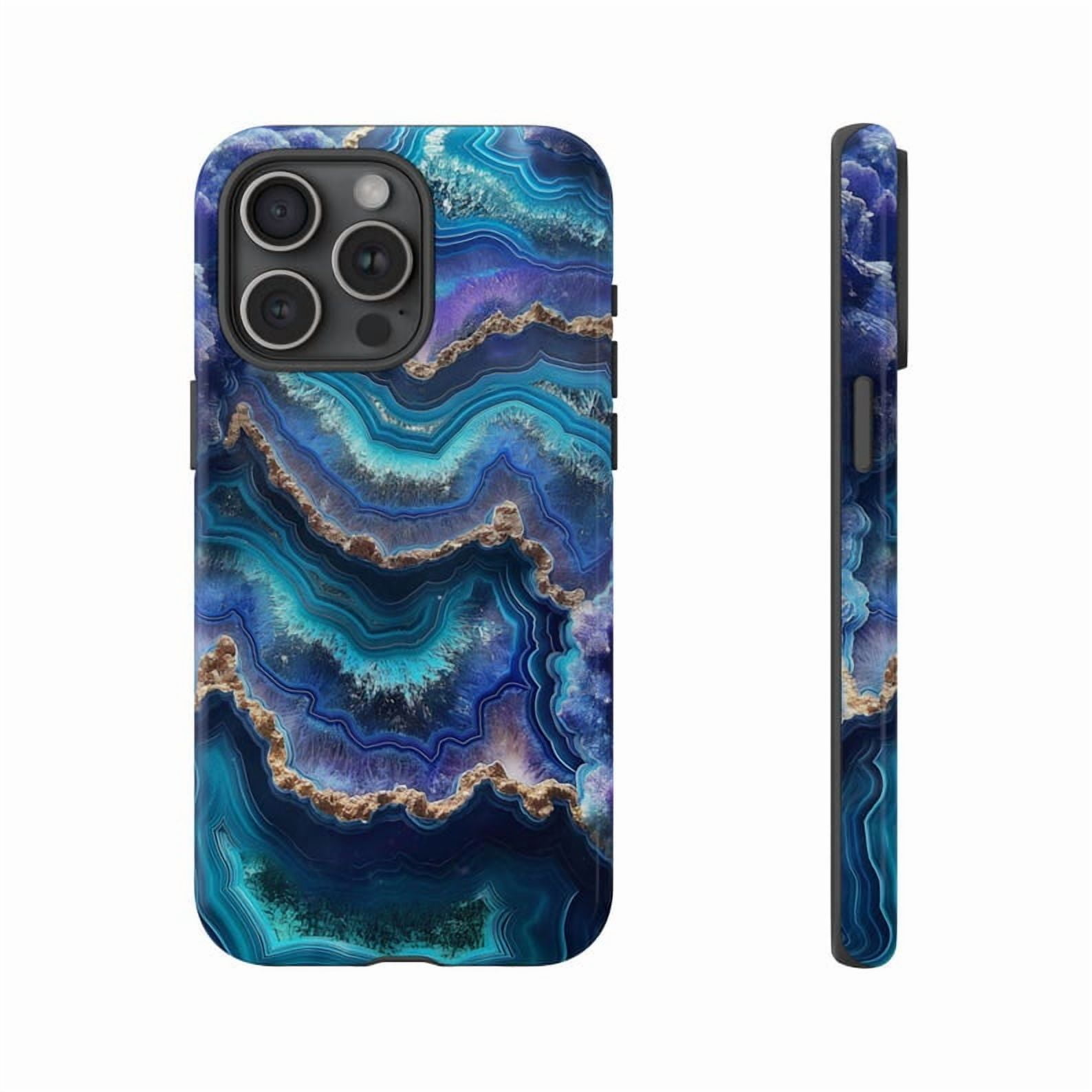 Blue Geode Amethyst Crystal Artwork Phone Case Elegant Mineral with ...