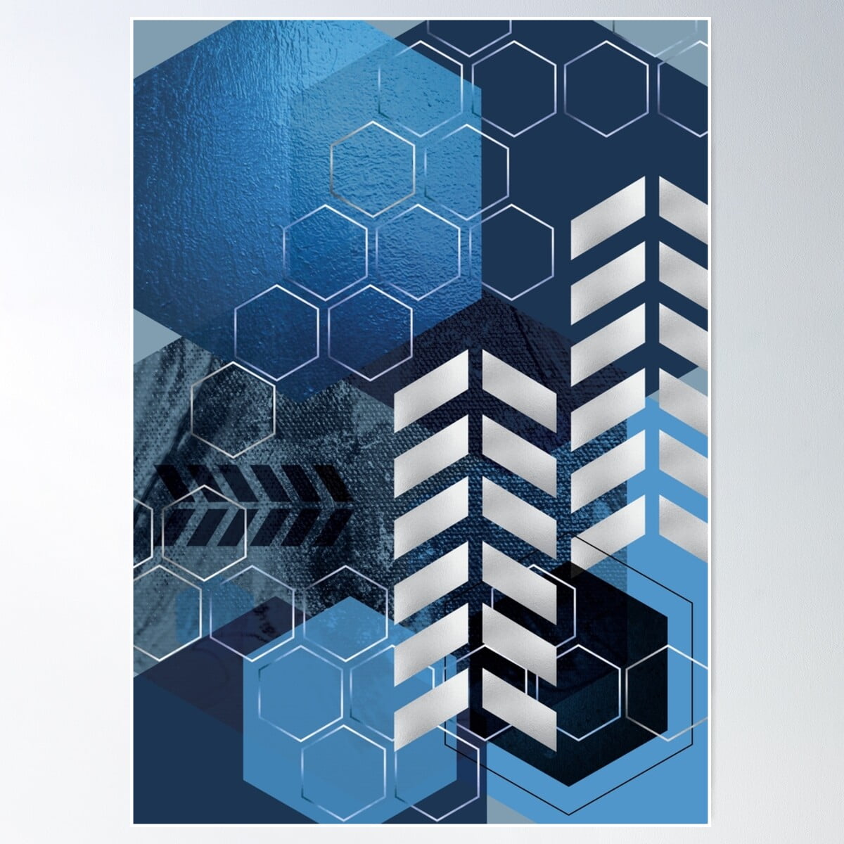 Blue Geoluxe No. 2 Poster Wall Art, Modern Wall Decor For Living Room ...