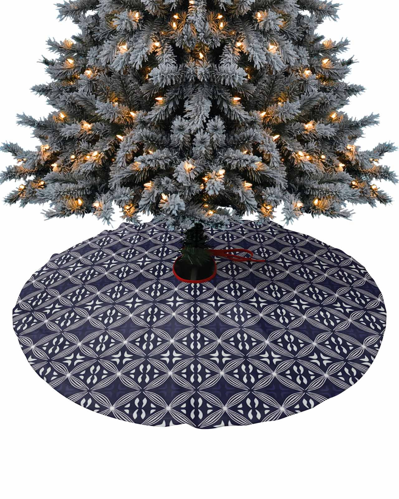 Blue Geometric Abstract Christmas Tree Skirt 36 Inches Large Christmas ...