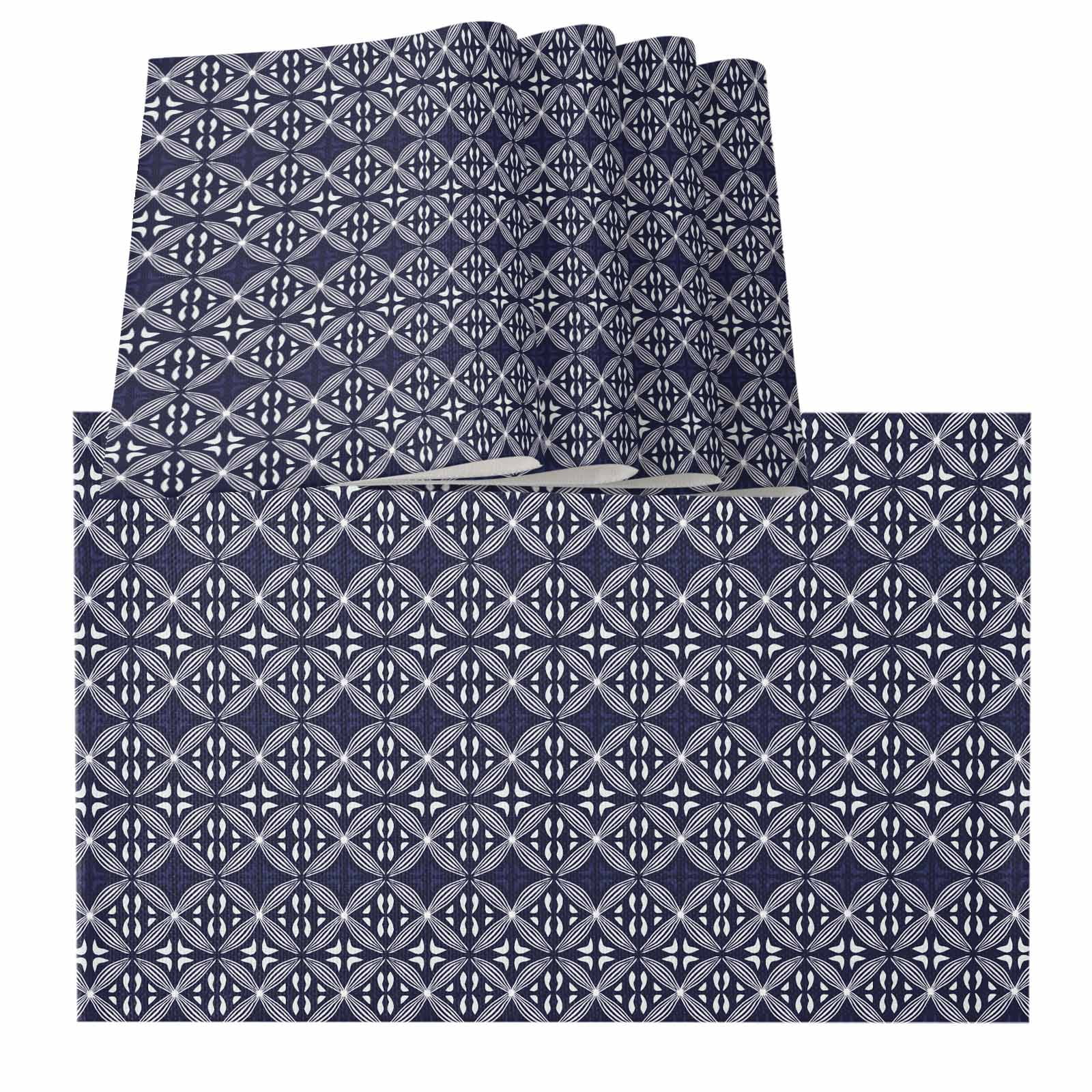 Blue Geometric Abstract Placemats for Dinning Table Set of 4 ...