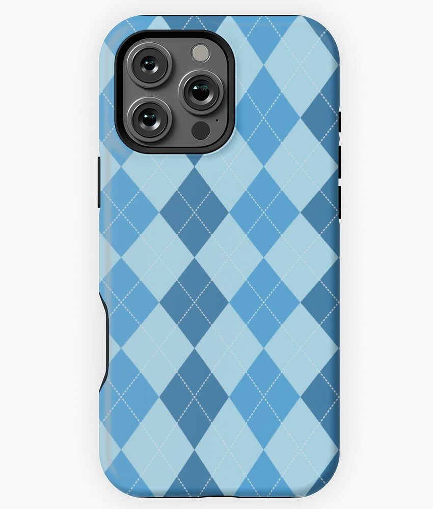 Blue Geometric Argyle Plaid Pattern N7070 Phone Case for iPhone 17 16 15 14 13 12 11 Pro Max ...