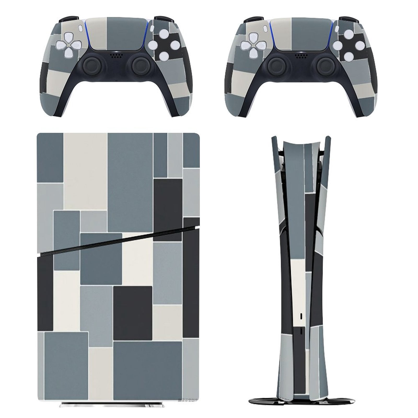 Blue Geometric Art, Black And White Blue PS5/PS5 Slim Digital Disc Skin ...
