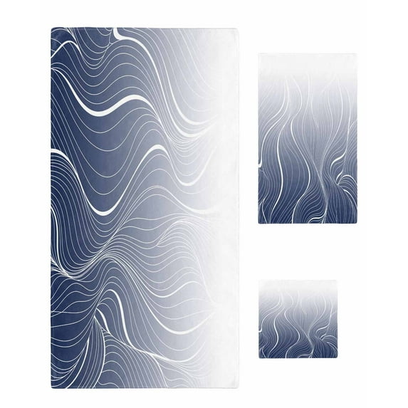 Blue Geometric Bath Towels for Bathroom Set,Luxury Microfiber Towels ...