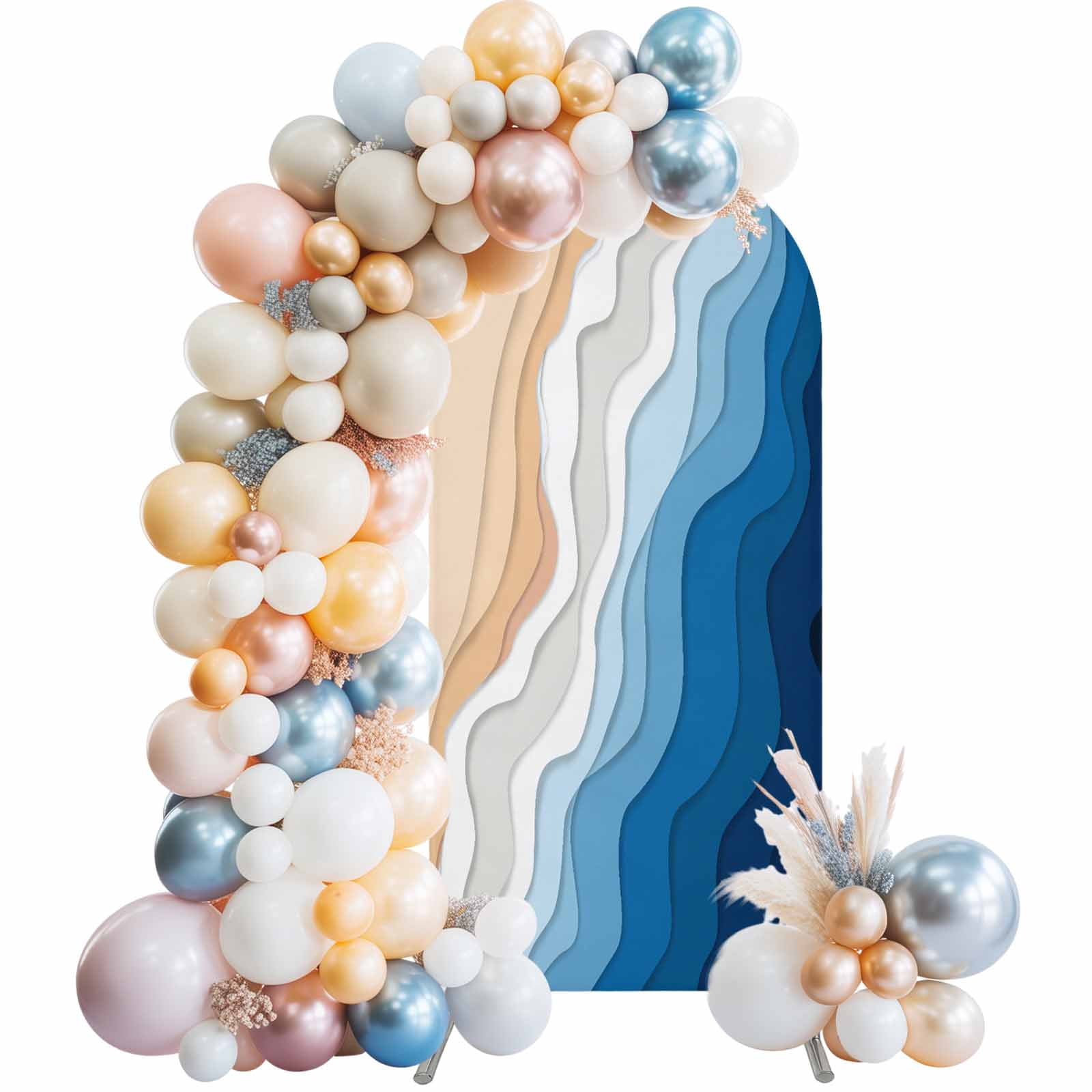 Blue Geometric Beach Arch Backdrop Cover 4x1.65 Ft, Spandex Wedding ...