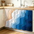 Blue Geometric Beach Cabinet Curtain 28"W x 51"L, Ombre Waves Moire ...