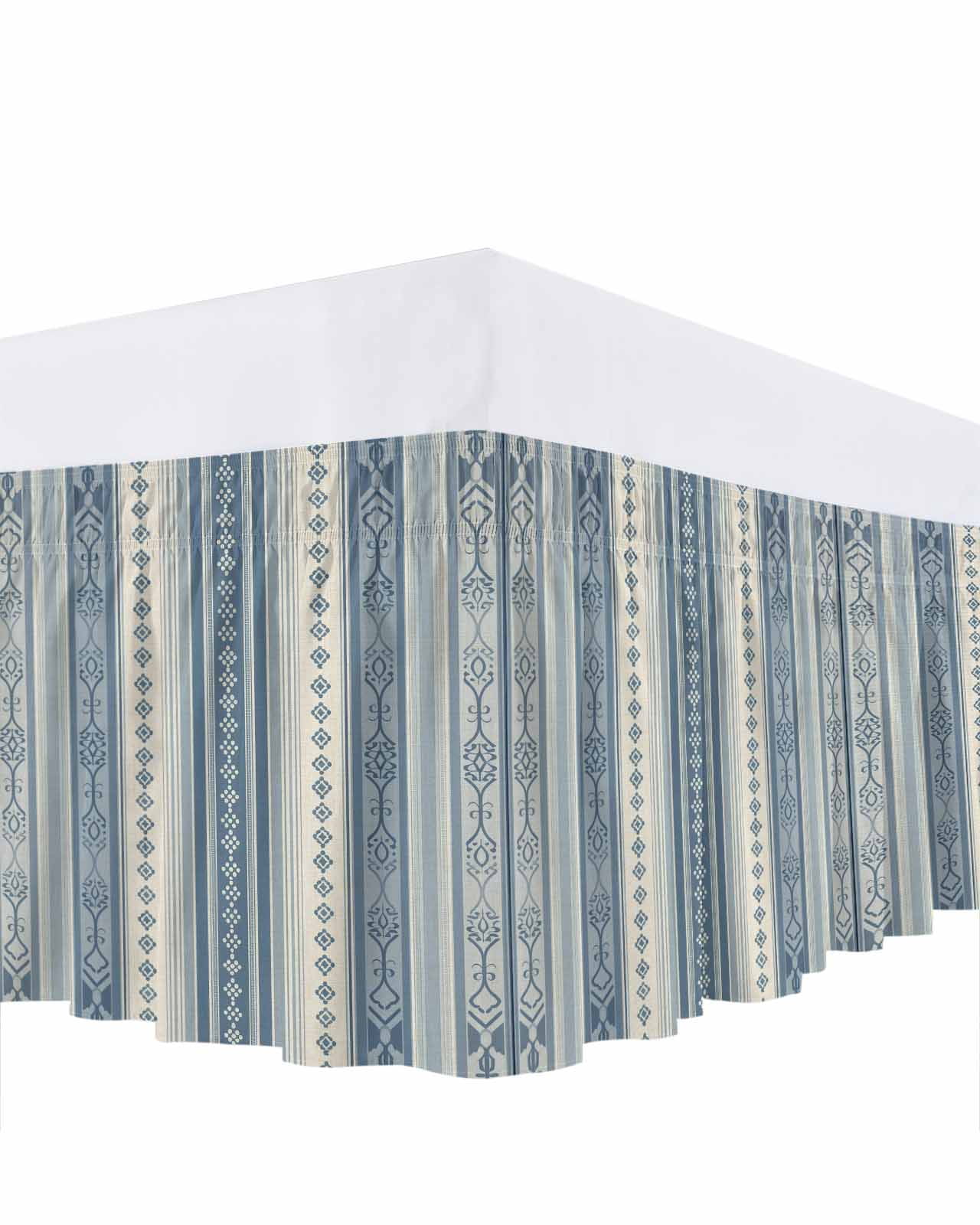 Blue Geometric Bed Skirt King Size, Modern Abstract Art Vintage Boho ...