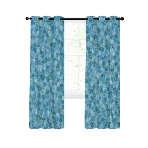 Blue Geometric Blackout Curtains 84 Inches Length, Country Chic ...