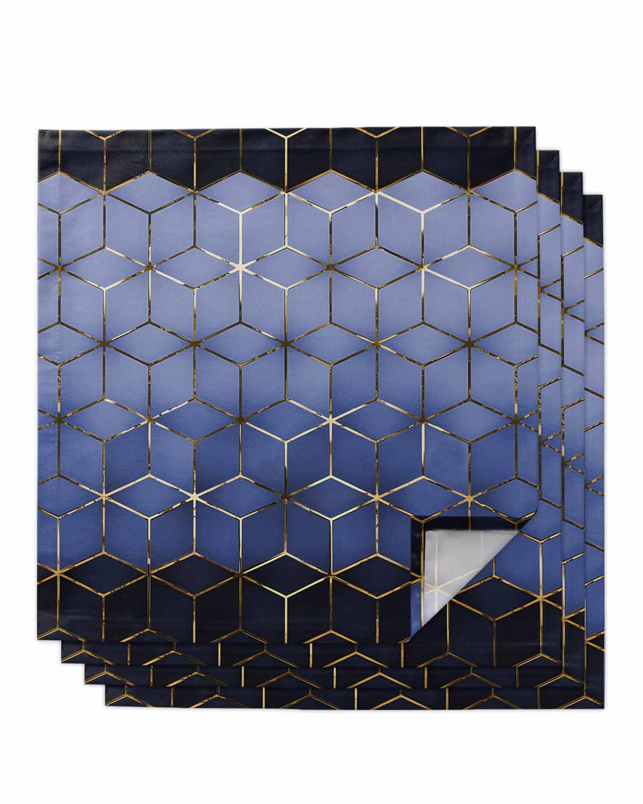 Blue Geometric Cloth Napkins Set of 4 Reusable Dinner Napkins, Ombre ...