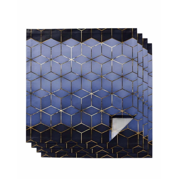 Blue Geometric Cloth Napkins Set of 4 Reusable Dinner Napkins, Ombre ...