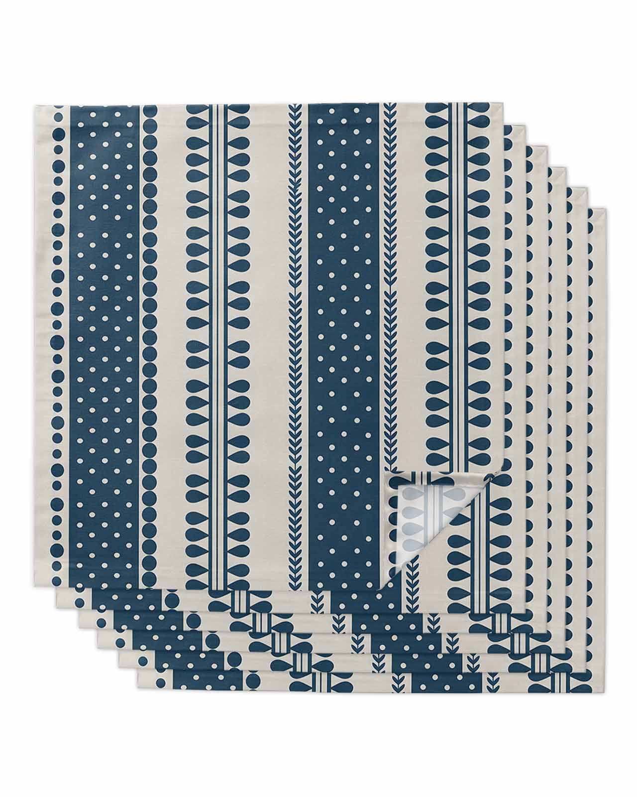 Blue Geometric Cloth Napkins Set of 6 Reusable Dinner Napkins ...
