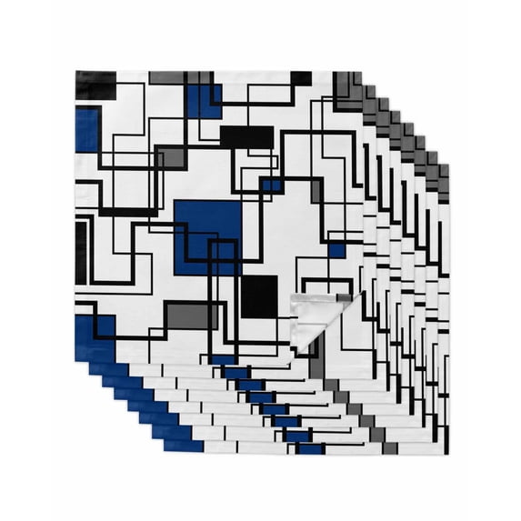 Blue Geometric Cloth Napkins Set of 8 Reusable Dinner Napkins ...