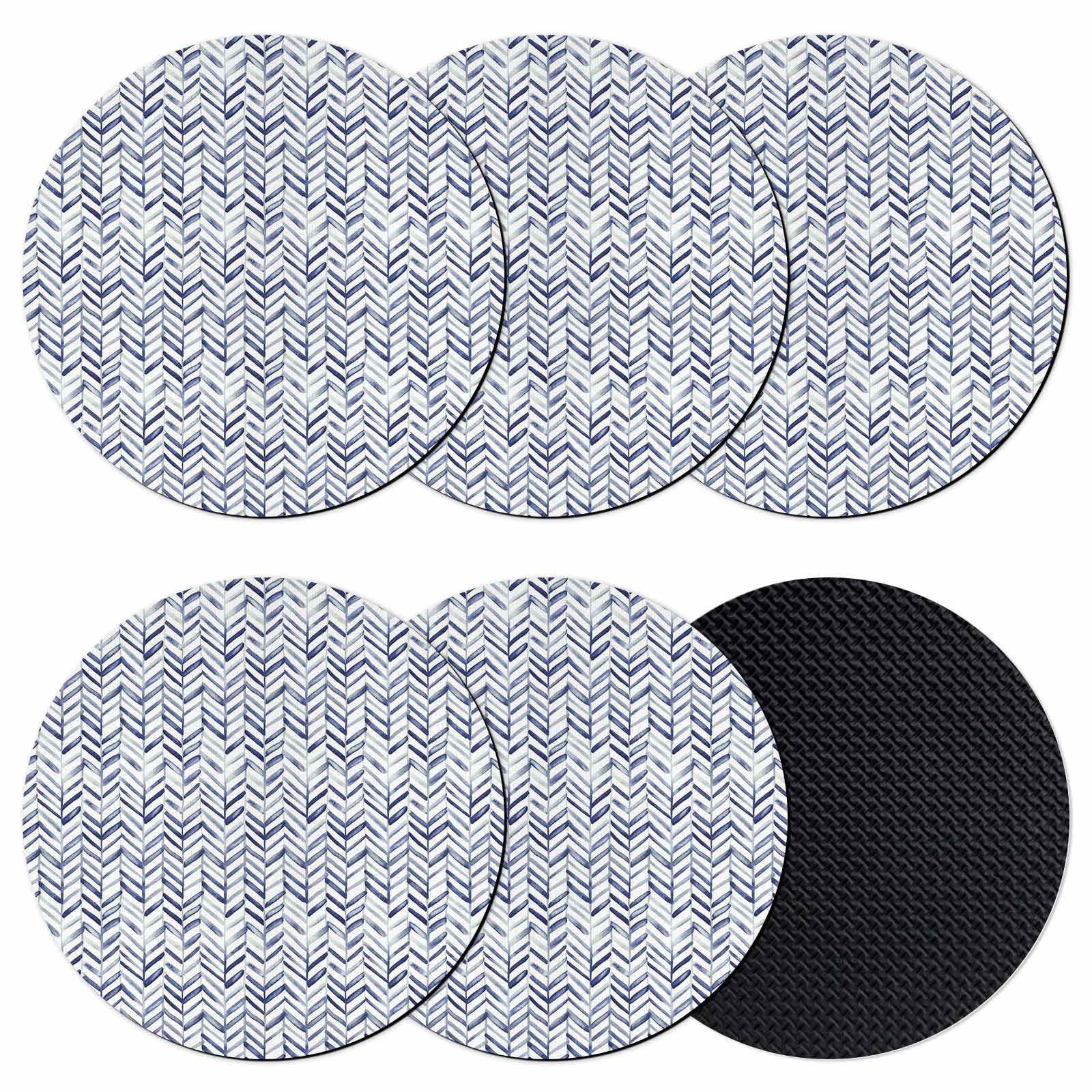 Blue Geometric Coasters Set of 6, Absorbent Coasters for Drinks ...