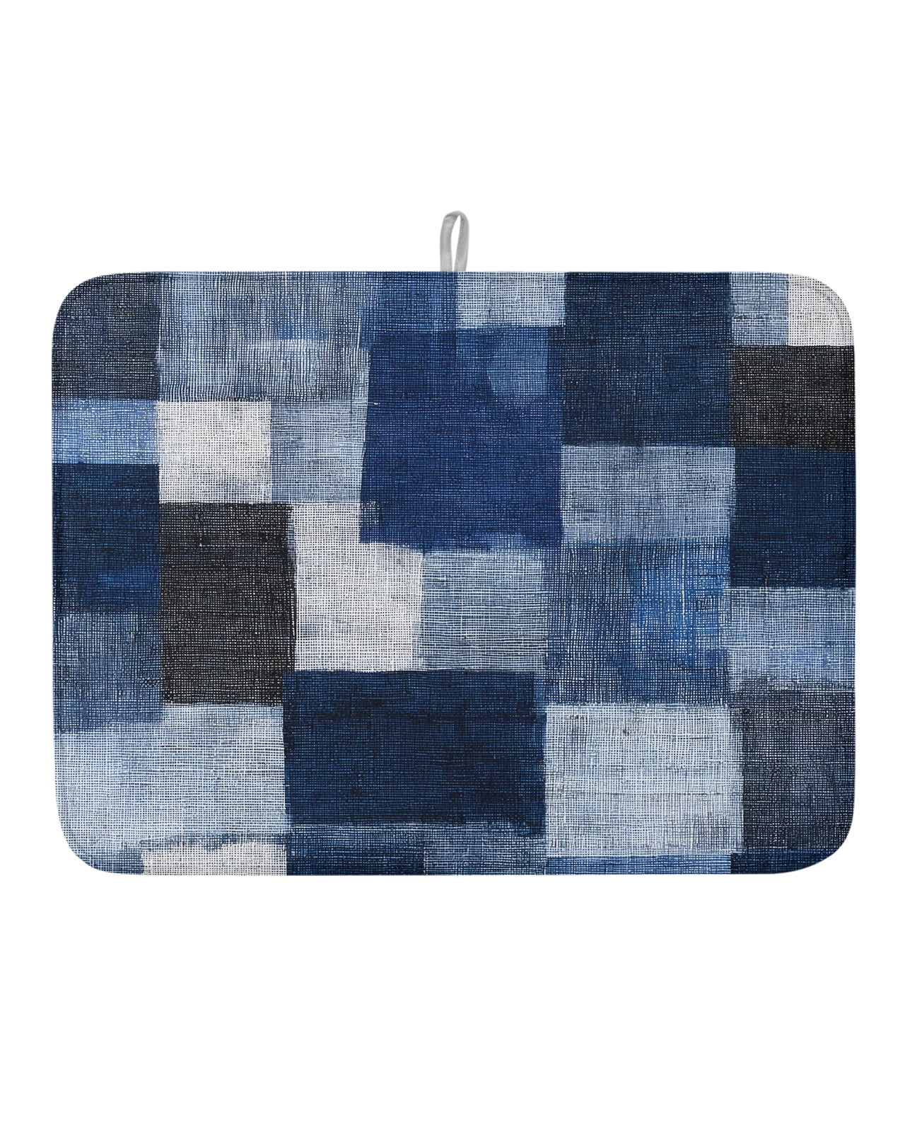 Blue Geometric Color Block Dish Drying Mats for Kitchen Counter ...