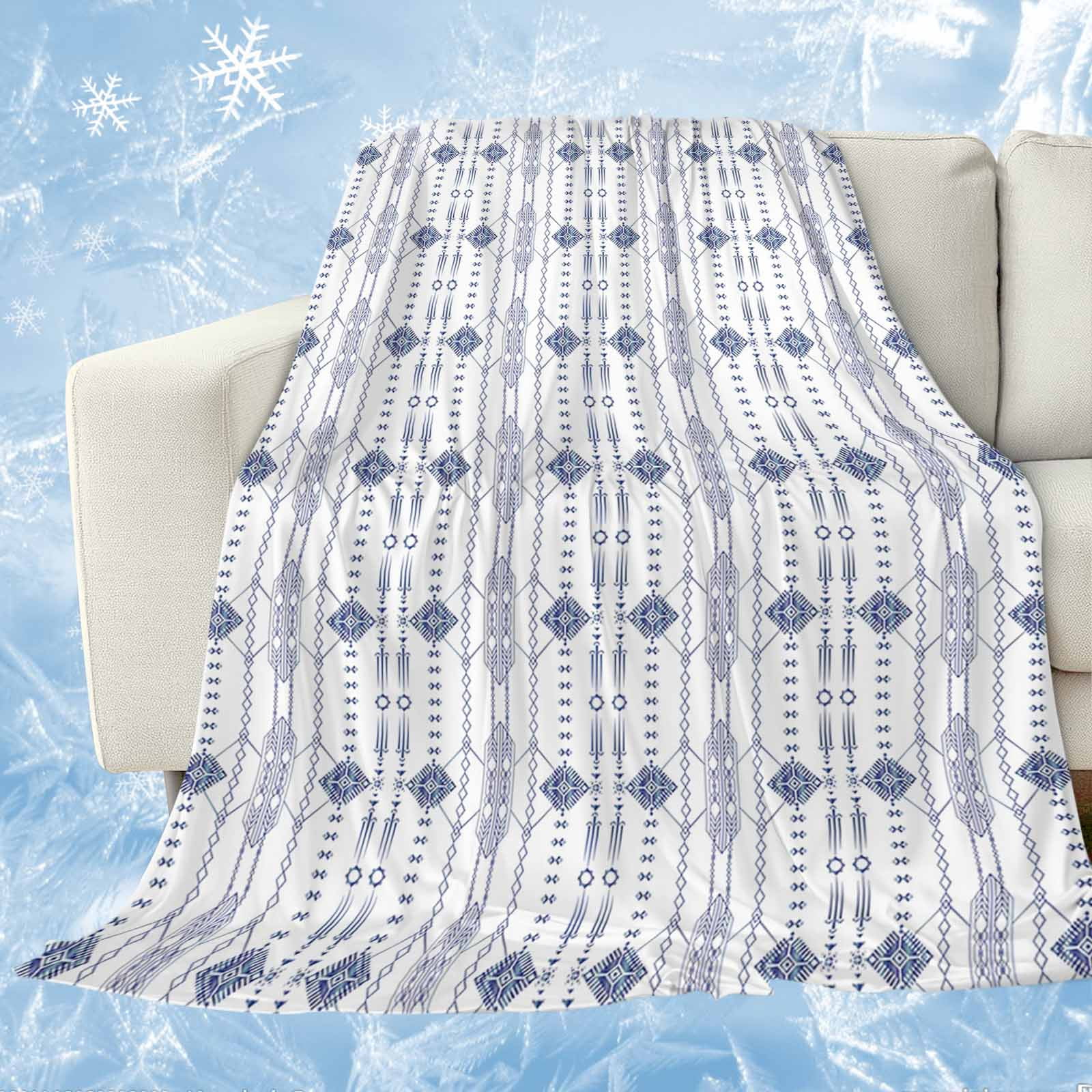 Blue Geometric Cooling Blanket,Lightweight Breathable Summer Throw ...