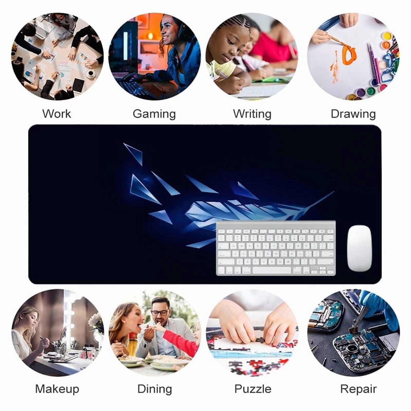 Blue Geometric Crystal Design Mouse Pad 31.5 x 11.82 Inches Rubber Desk ...