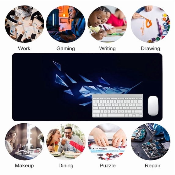 Blue Geometric Crystal Design Mouse Pad 31.5 x 11.82 Inches Rubber Desk ...