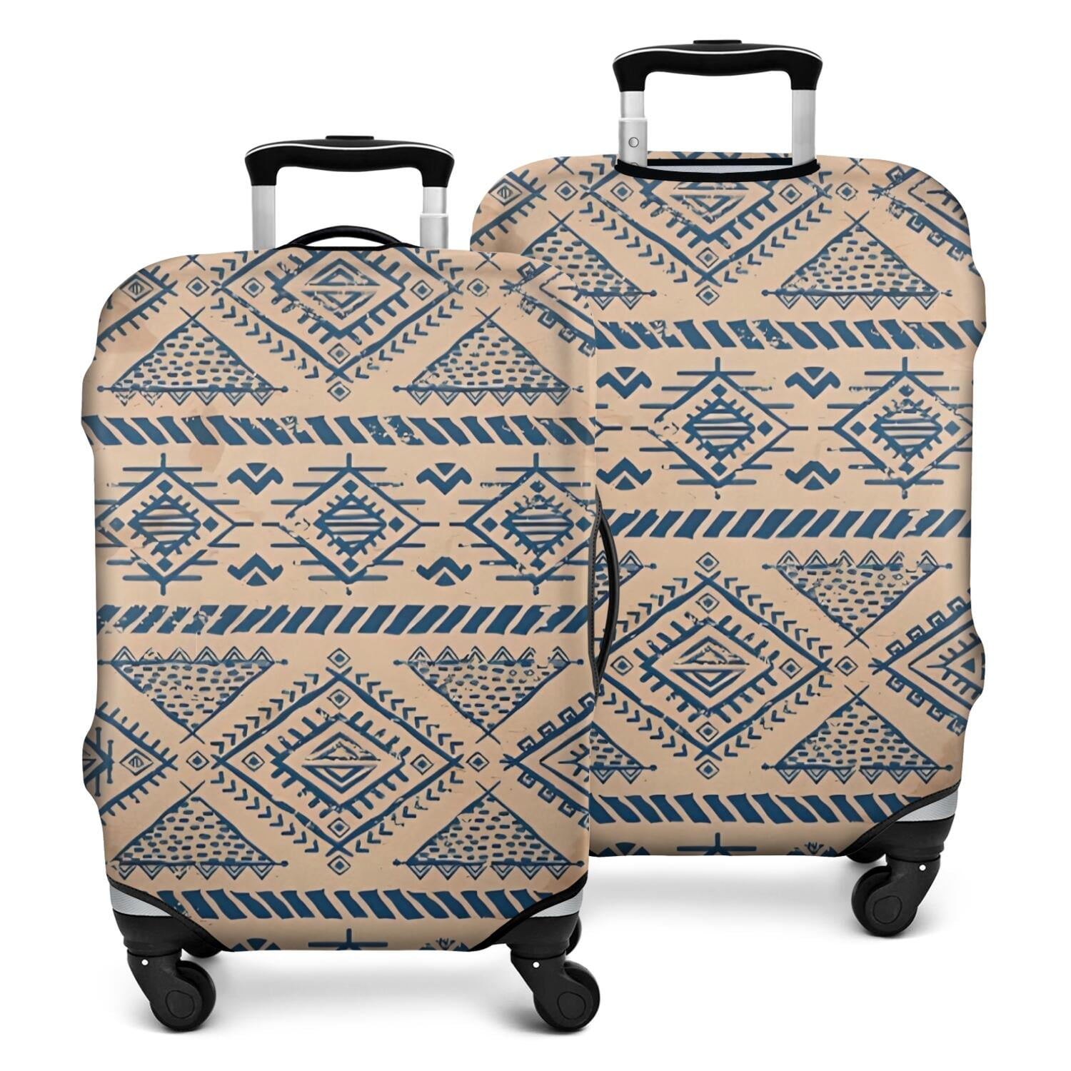 Blue Geometric Diamond Triangle Pattern Luggage Cover Fashion Suitcase ...