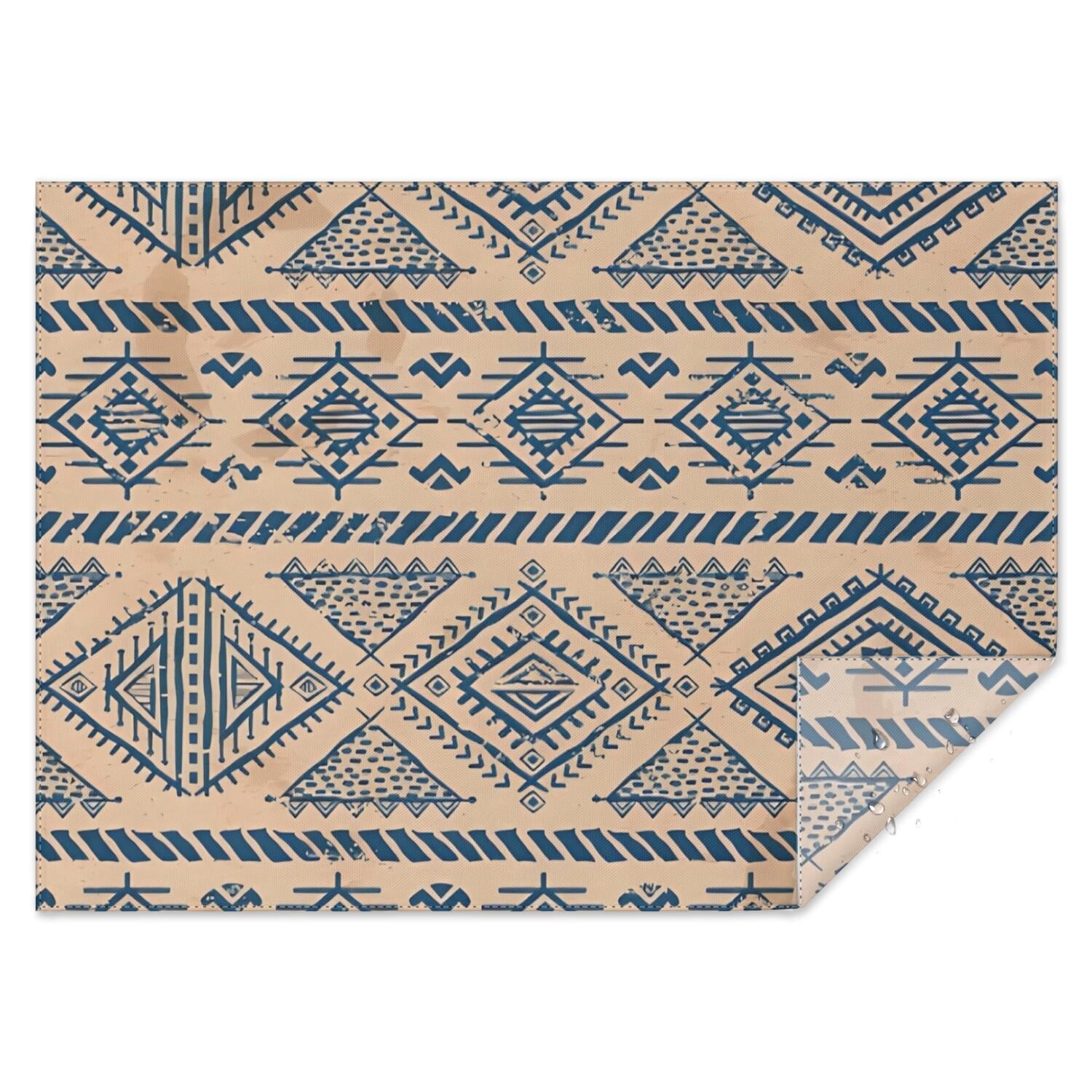 Blue Geometric Diamond Triangle Pattern Rectangle Tablecloth 60"x84 ...