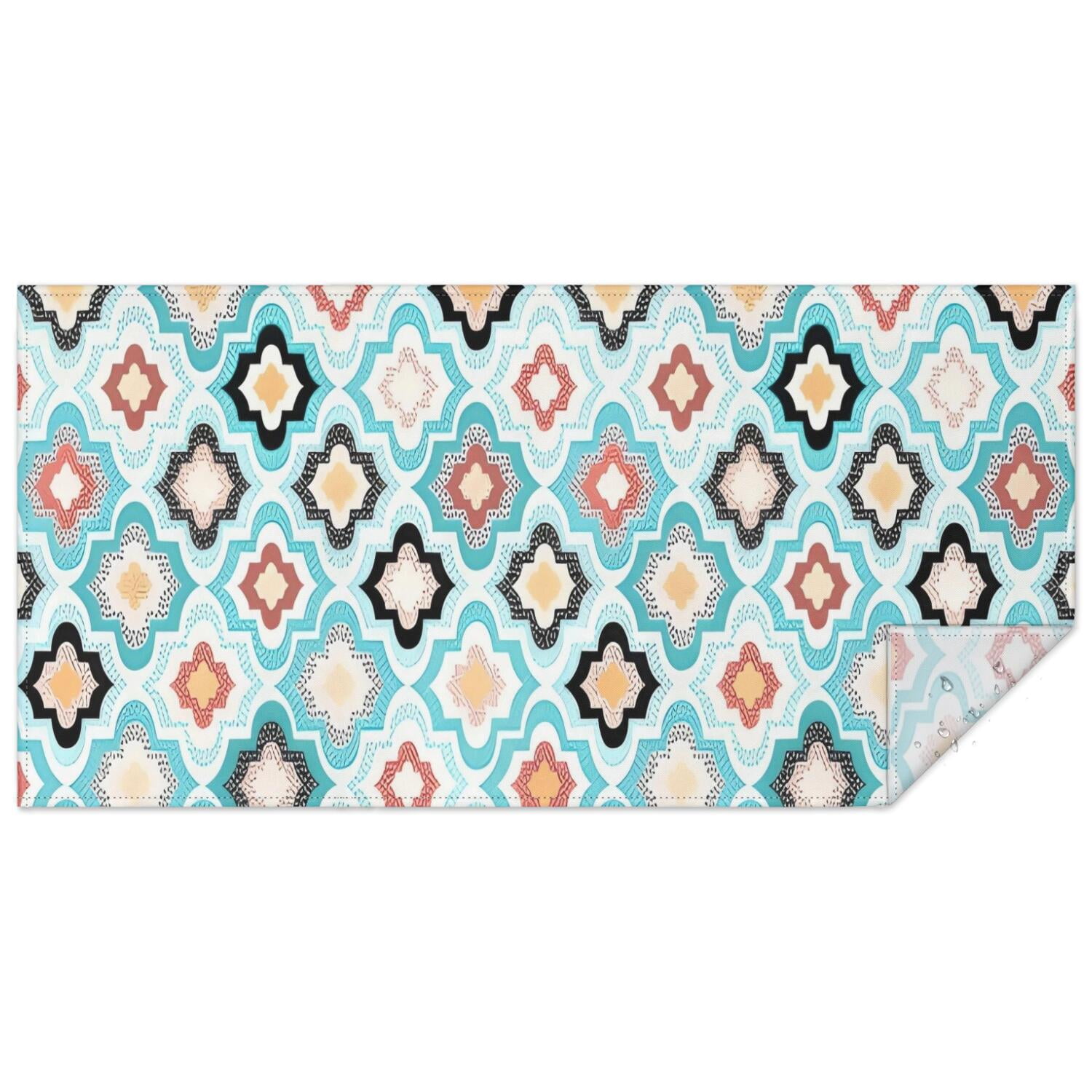 Blue Geometric Flower Diamond Pattern Rectangle Tablecloth 60"x120 ...