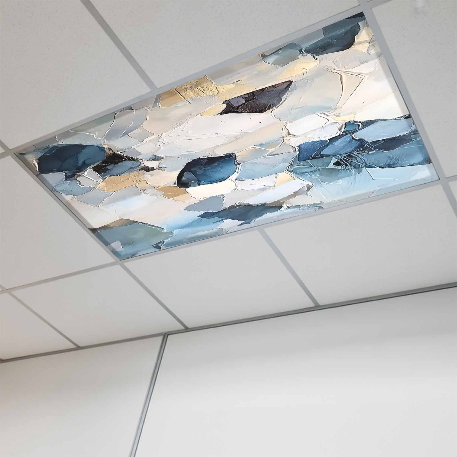 Blue Geometric Fluorescent Light Covers, Modern Abstract Oil Painted ...