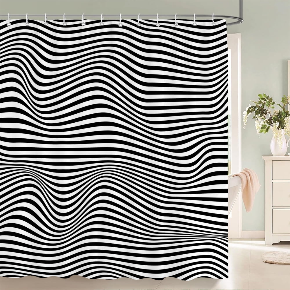 Blue Geometric Hexagonal Shower Curtains Waterproof Fabric Bathroom Curtain with ration Bath ...