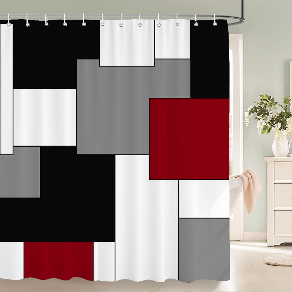 Blue Geometric Hexagonal Shower Curtains Waterproof Fabric Bathroom Curtain with ration Bath ...