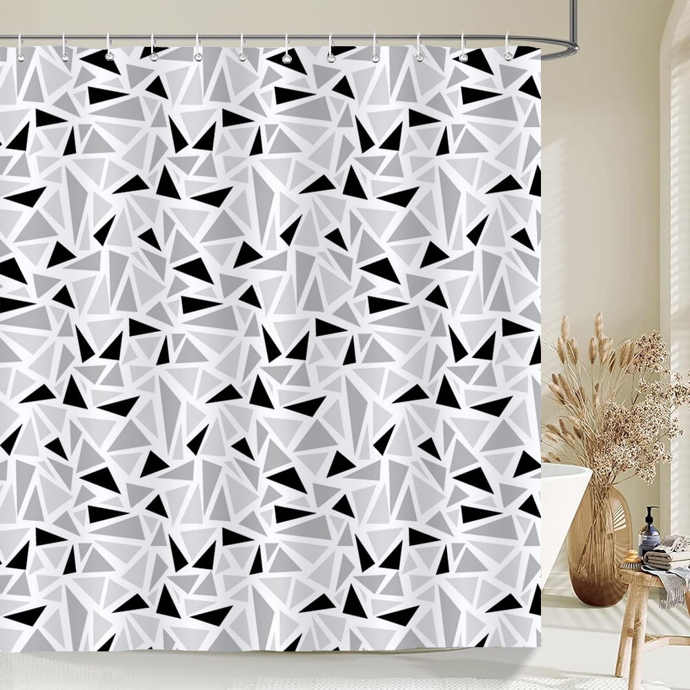 Blue Geometric Hexagonal Shower Curtains Waterproof Fabric Bathroom Curtain with ration Bath ...