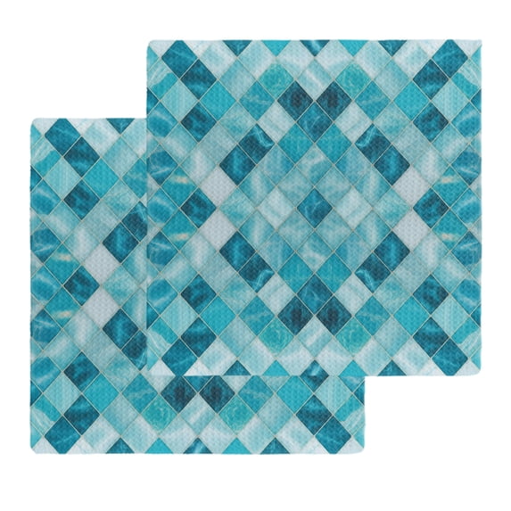 Blue Geometric Kitchen Dish Towels for Drying Dishes Set of 2, Modern ...