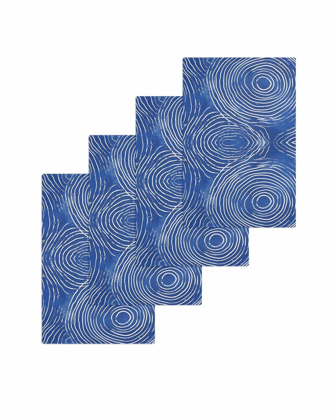 Blue Geometric Kitchen Dish Towels for Drying Dishes Set of 4, Modern Minimalism Abstract ...