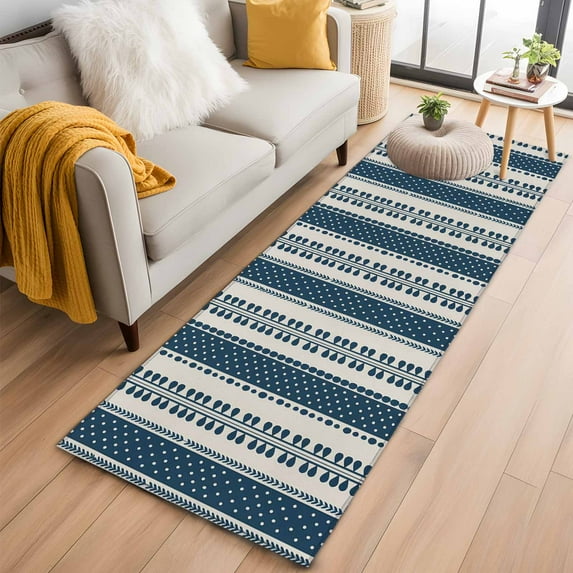 Blue Geometric Kitchen Runner Rug 2x6 Washable Runners for Hallway Non ...