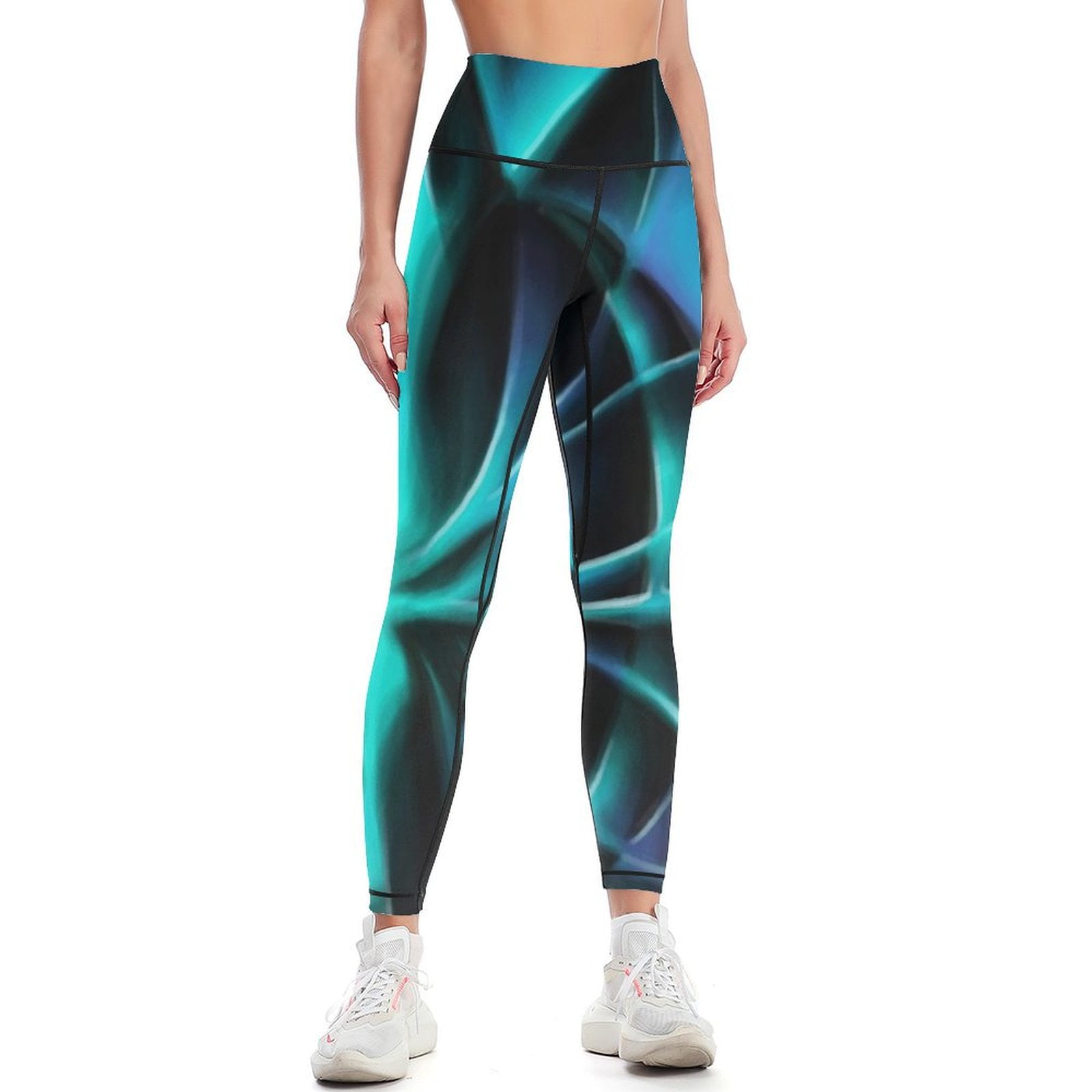 Blue Geometric Optical Illustion Digital Drawing Leggings sports tennis ...