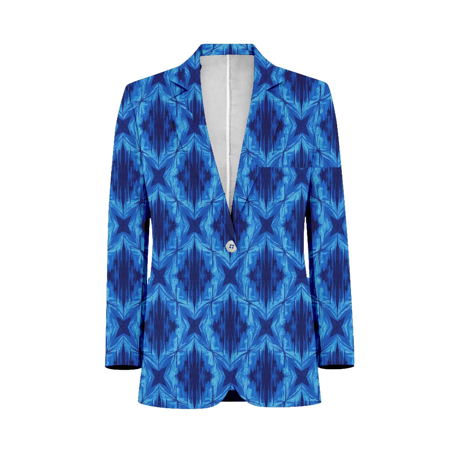 Blue Geometric Pattern Abstract Art Mens Suits Shawl Collar Slim Fit ...