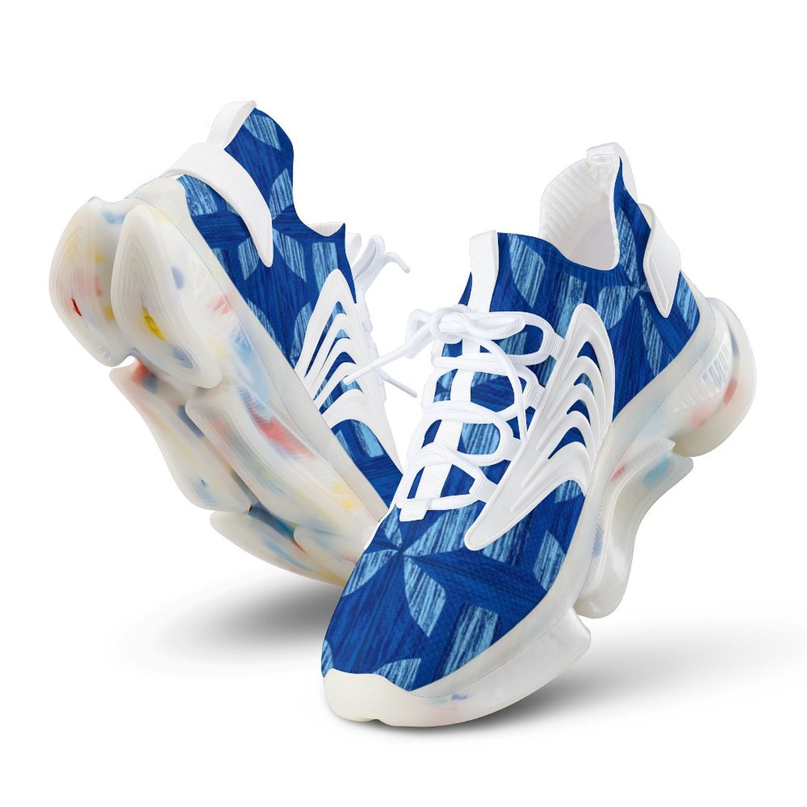 Blue Geometric Pattern Repetition Walking Shoes for Men Woman ...