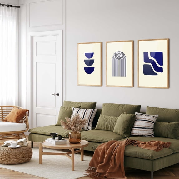 Blue Geometric Prints, Mid Century Modern Boho Wall Art Poster Printed ...