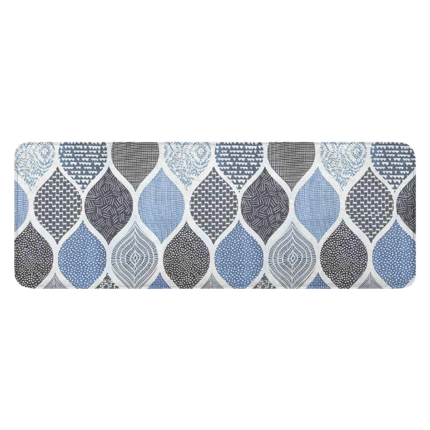 Blue Geometric Quatrefoil Pattern Kitchen Rug Mat,Kitchen Runner Rugs ...