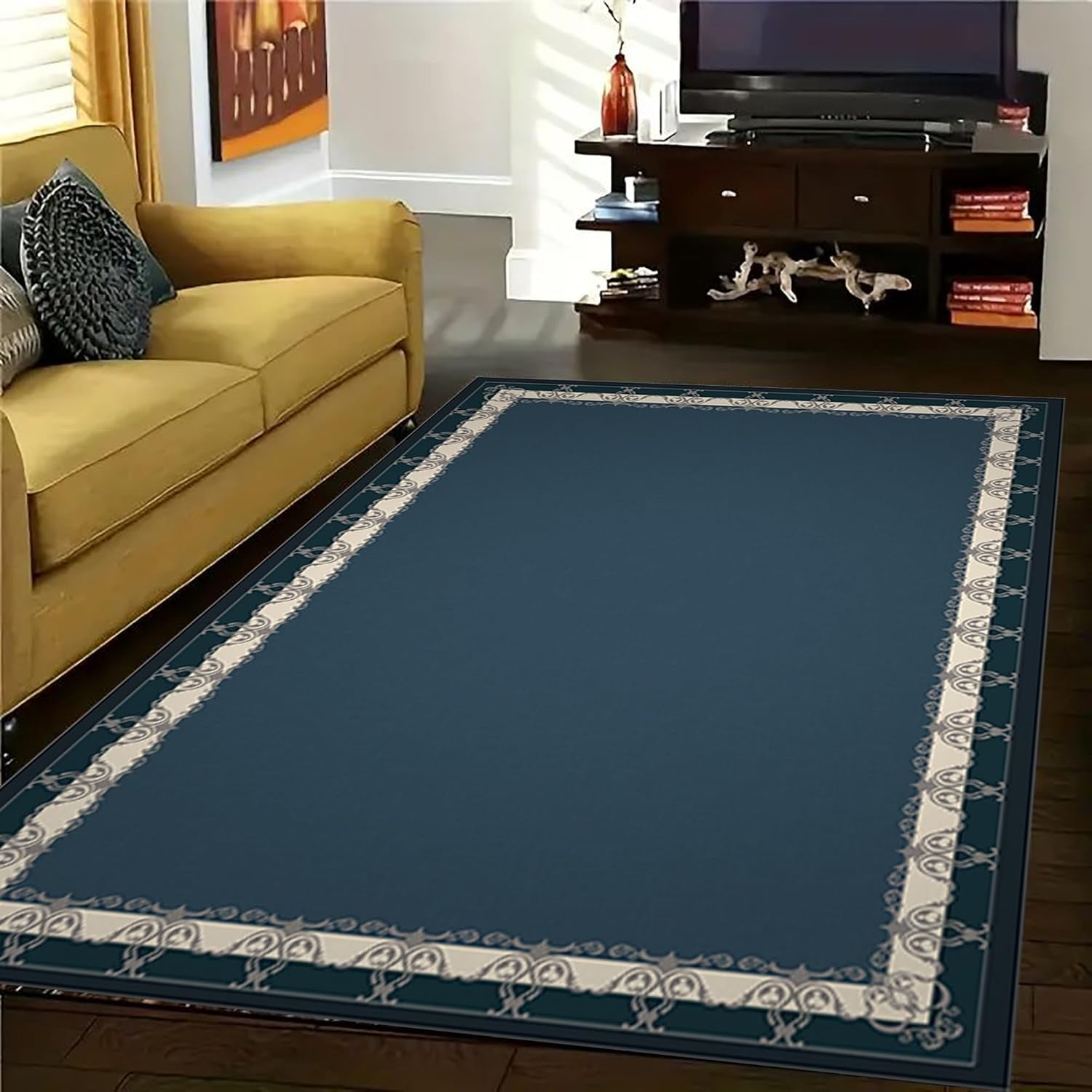 Blue Geometric Simple Area Rug Minimalist Geometric Indoor Carpet ...