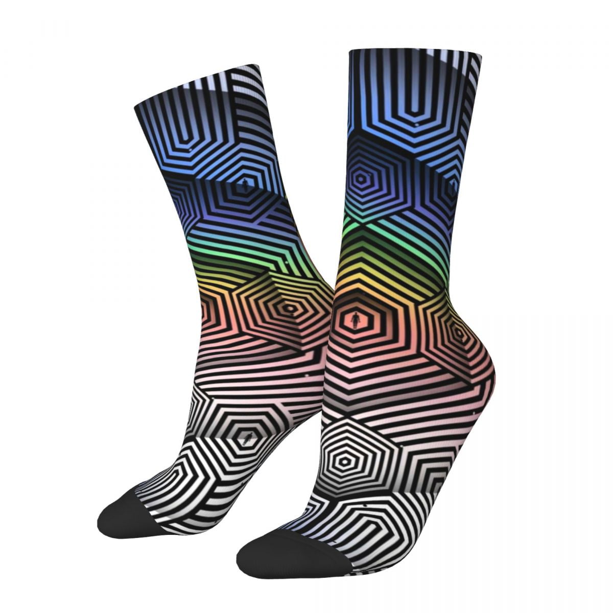 Blue Geometric Stockings Abstract Triangle Print Design Korean Socks ...
